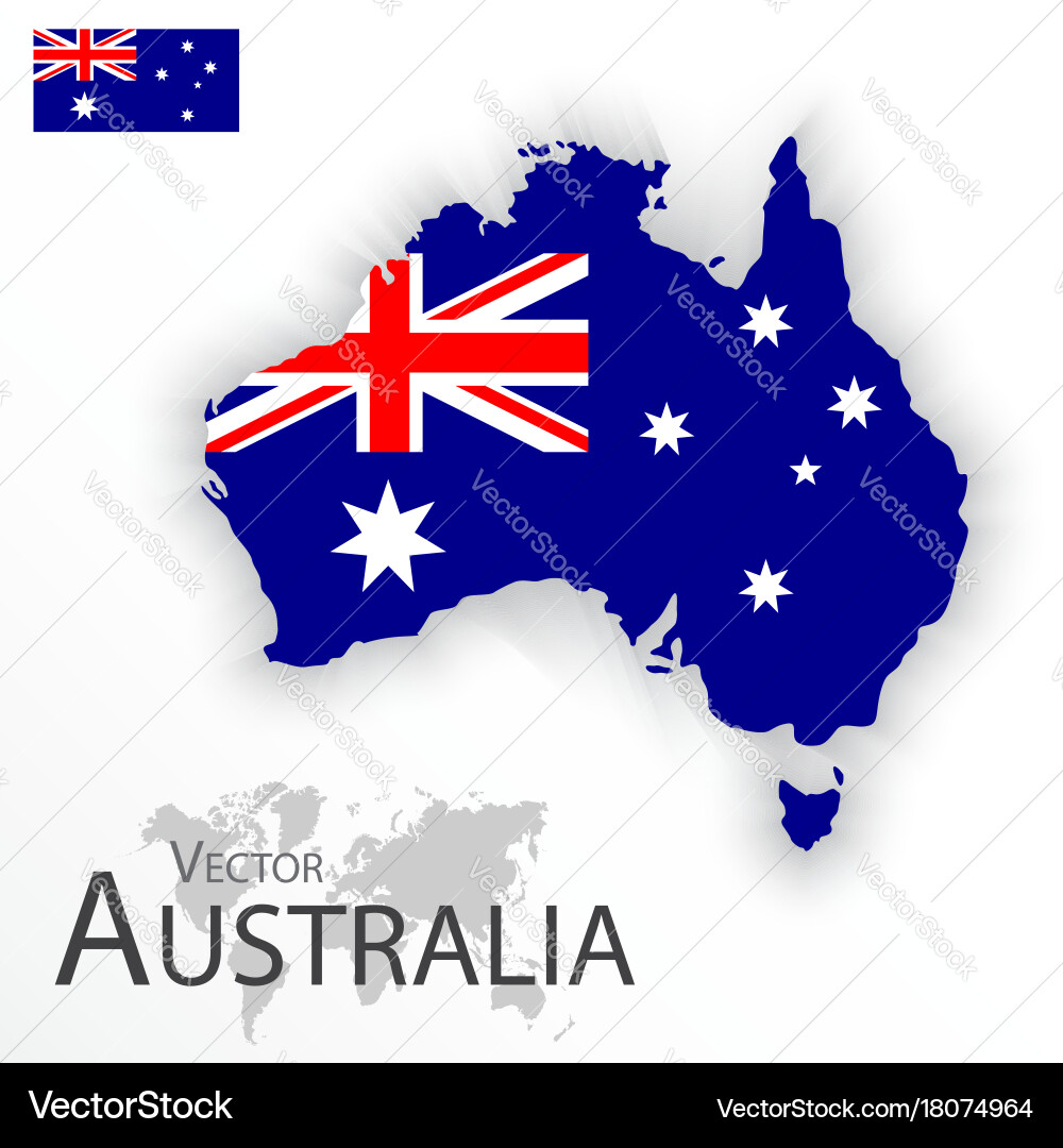 Australia flag and map Royalty Free Vector Image