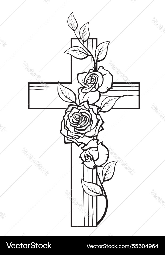 Christian Cross with Roses Royalty Free Vector Image