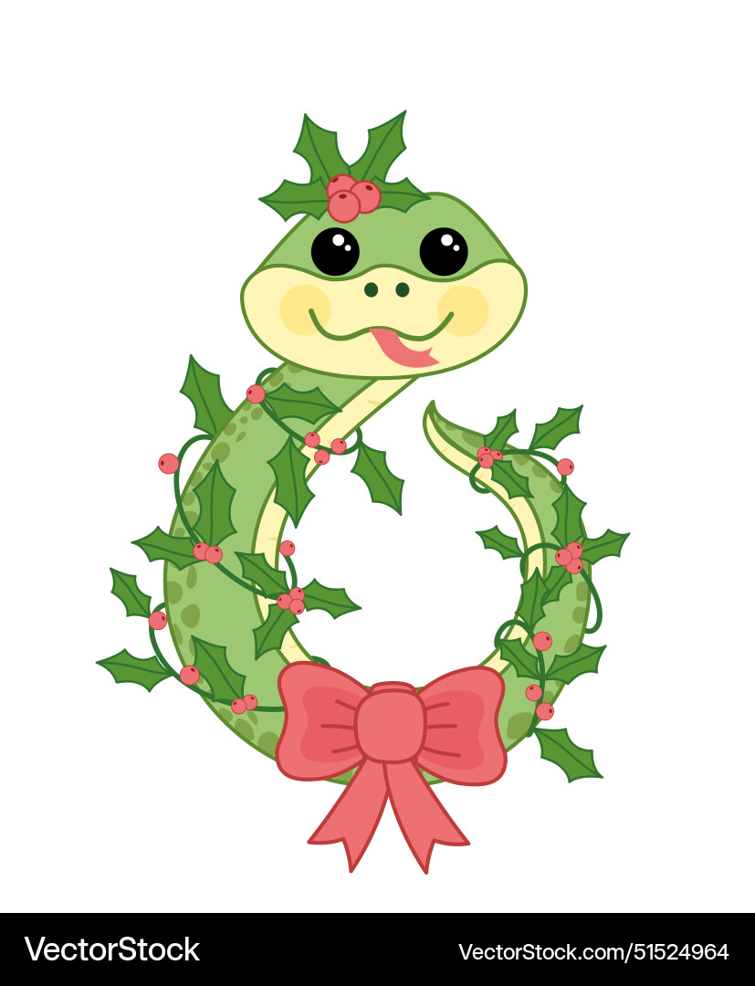 Christmas wreath snake in form Royalty Free Vector Image