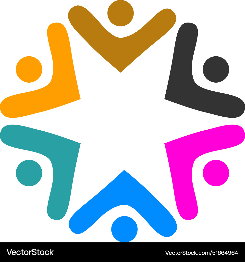 Colorful people team teamwork sign symbol logo Vector Image