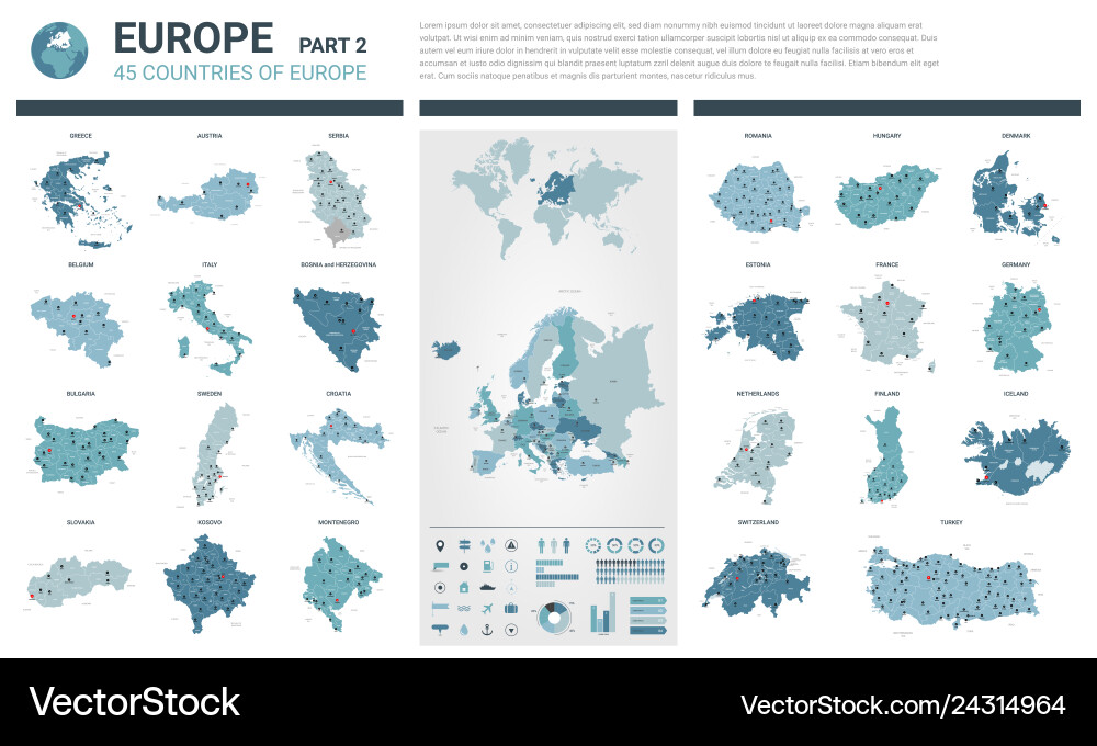 European Country Maps - Detailed Set Royalty Free Vector