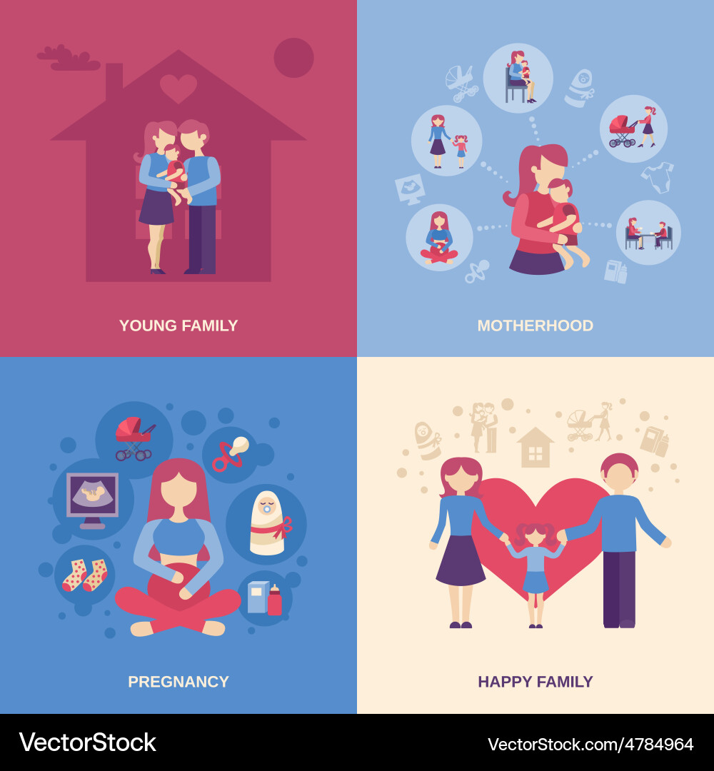 Family Happiness Icons Royalty Free Vector Image