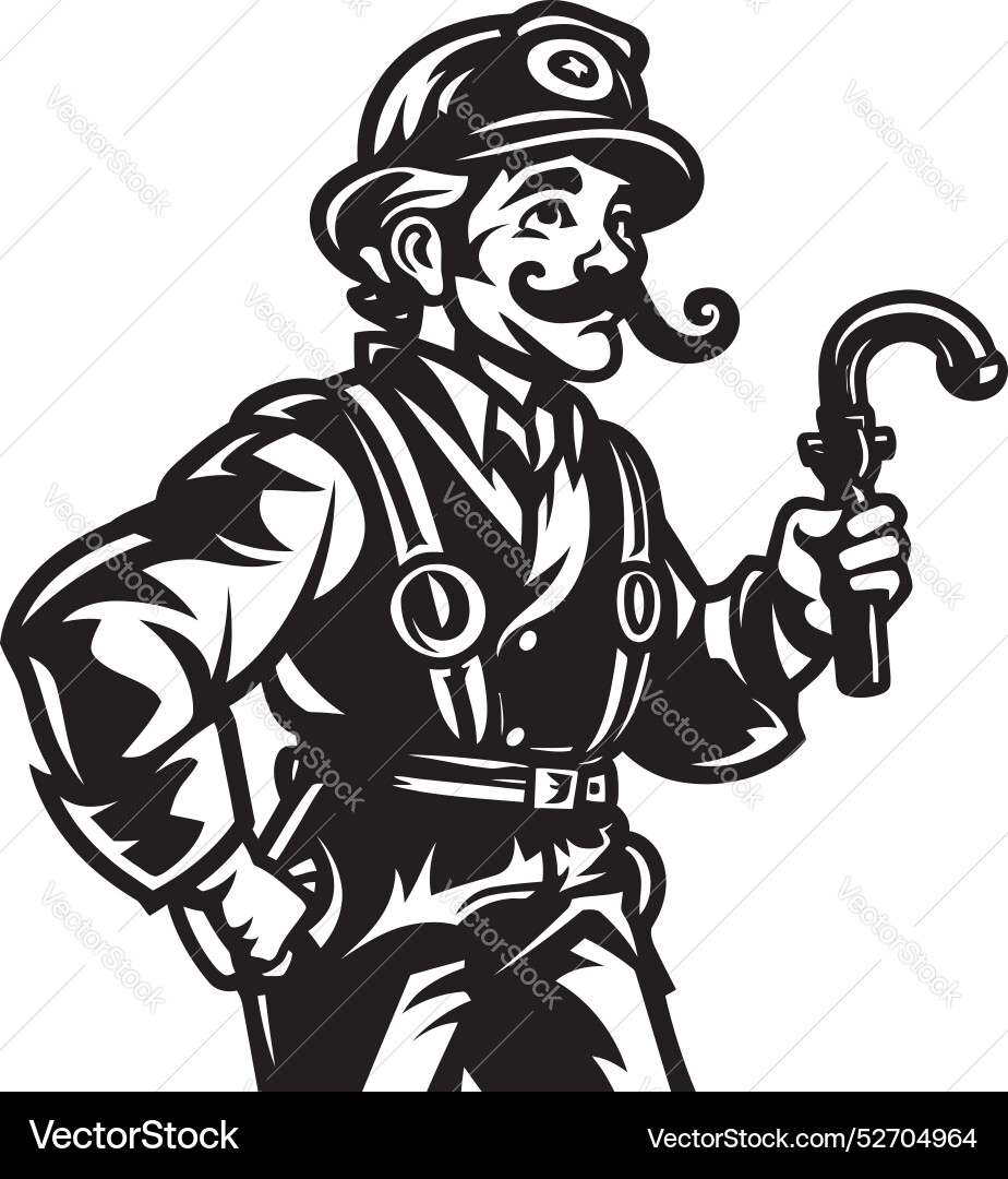 Firefighter forge logo of a skilled fireman Vector Image
