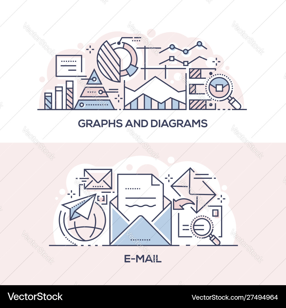 Graphs and diagrams email banner template Vector Image