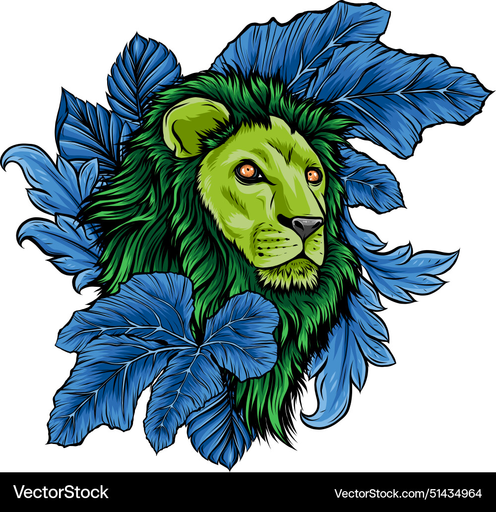 Lion head colorful hand draw Royalty Free Vector Image
