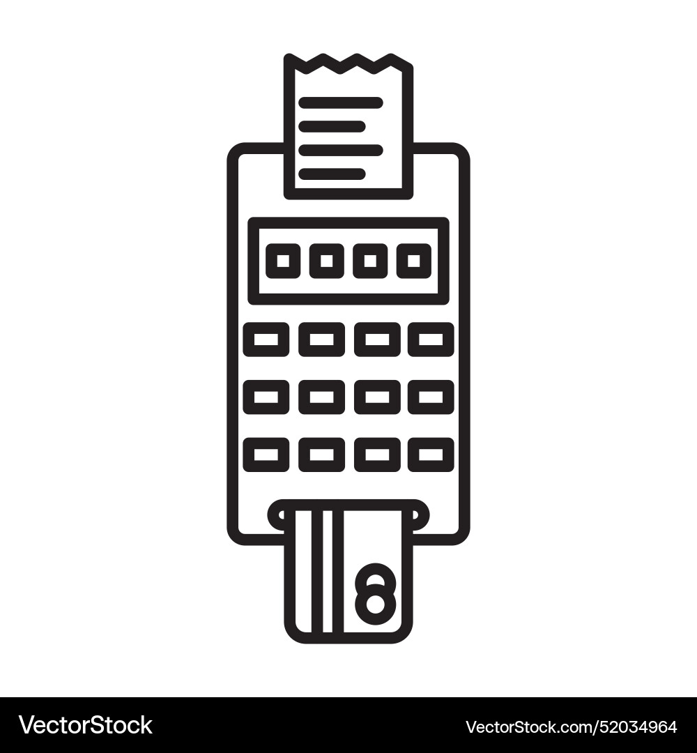 Pos terminal linear logo mark in black and white Vector Image