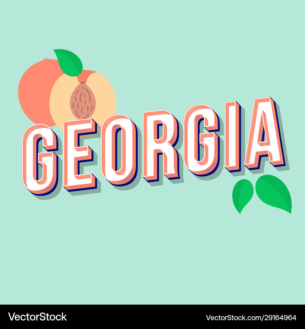 Retro Peach Lettering - Georgia Font Royalty Free Vector