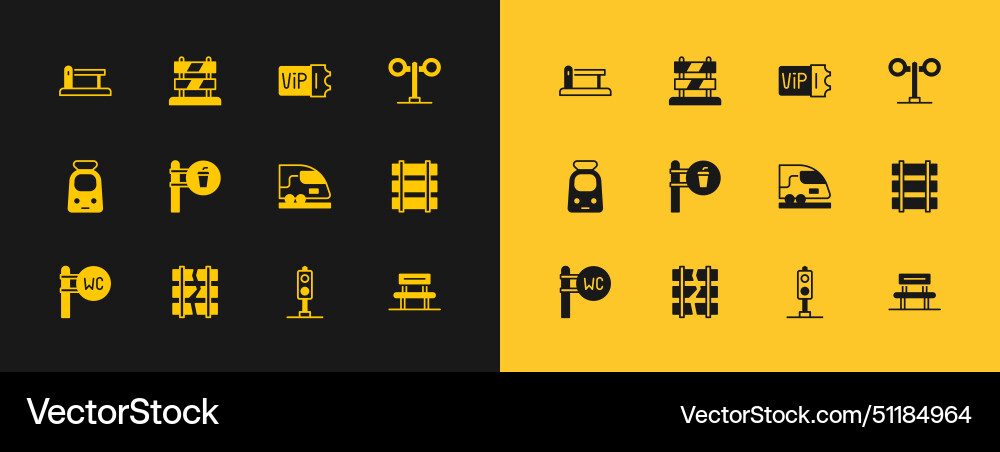 Set train traffic light broken or cracked railway Vector Image