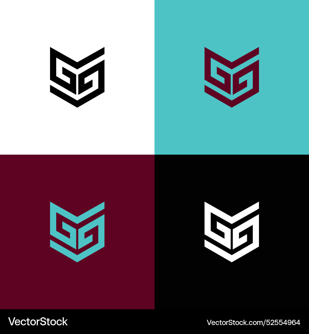 Symbol gg line hexagon geometric modern Royalty Free Vector