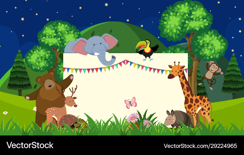 Border template with wild animals in background Vector Image