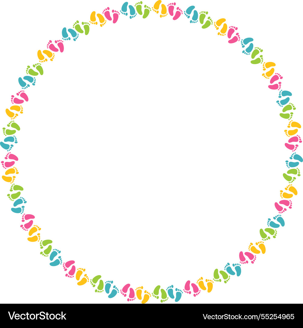 Colorful Footprints Border Frame Royalty Free Vector Image