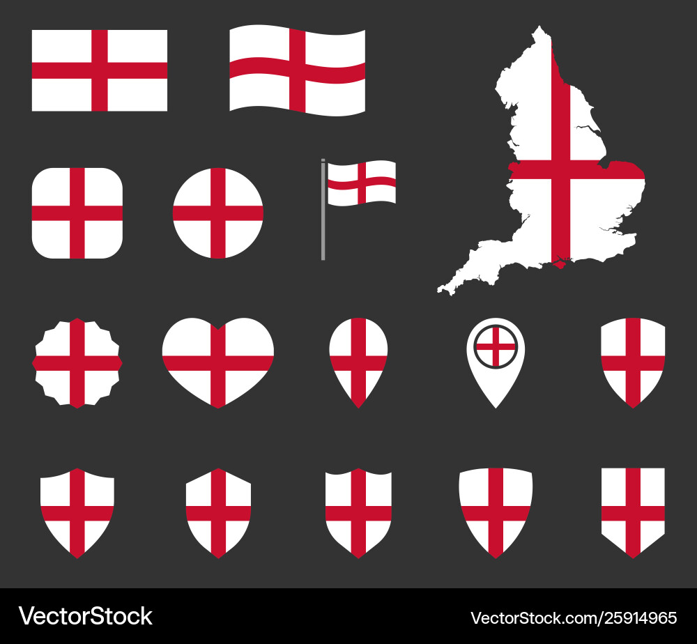 England flag icons set national Royalty Free Vector Image