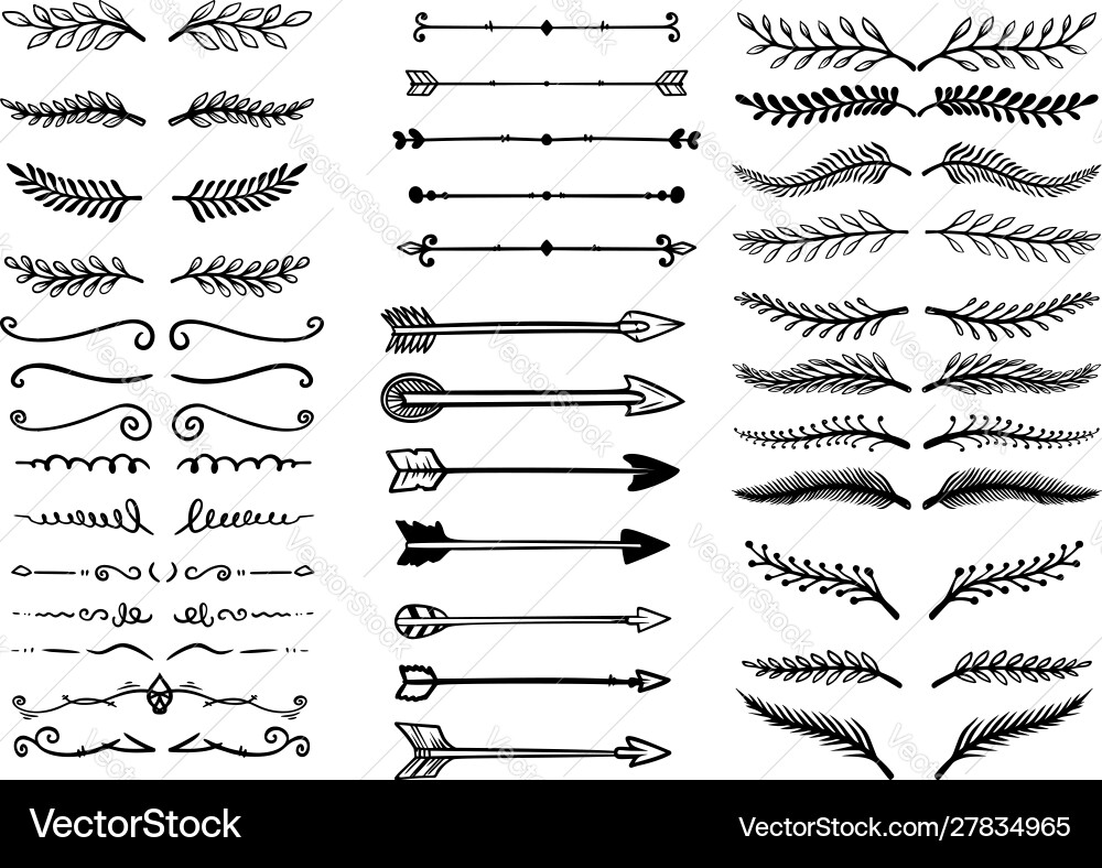 Hand Drawn Text Dividers - Elegant Scroll Set Vector Image