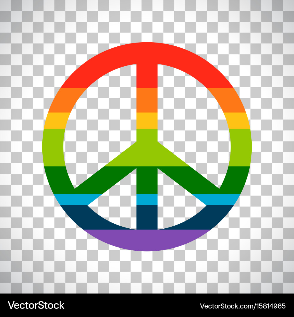 Rainbow peace symbol on transparent background Vector Image