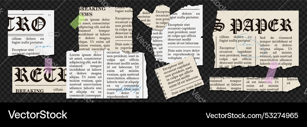 Set of torn newspaper sheets paper Royalty Free Vector Image