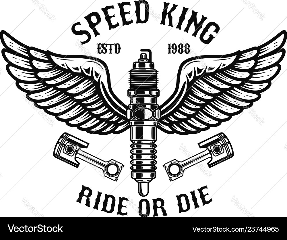 Winged Spark Plug Motorcycle Logo – Royalty-Free Vector | VectorStock