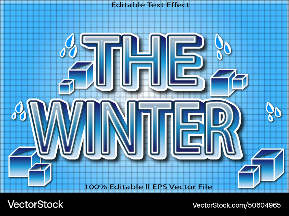 Winter editable text effect Royalty Free Vector Image