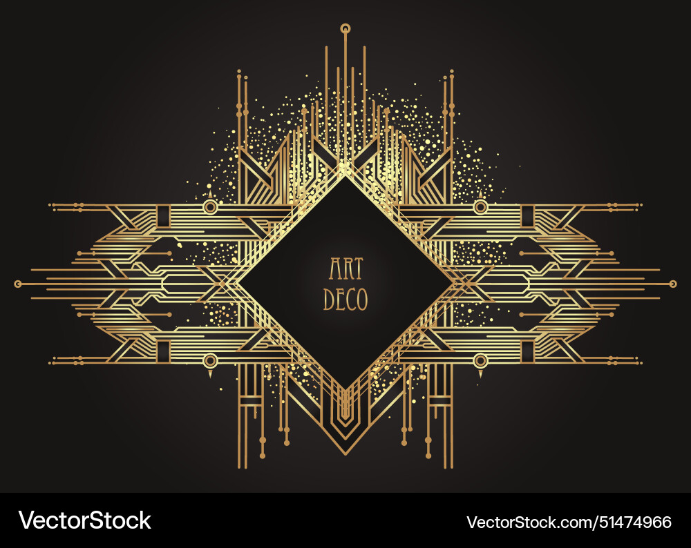 Art deco vintage gold and silver design element Vector Image
