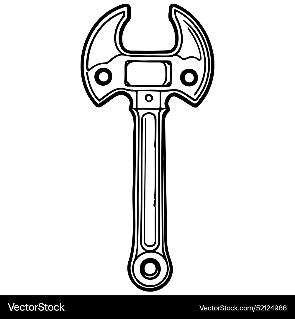 Cartoon wrench drawing realistic hand Royalty Free Vector