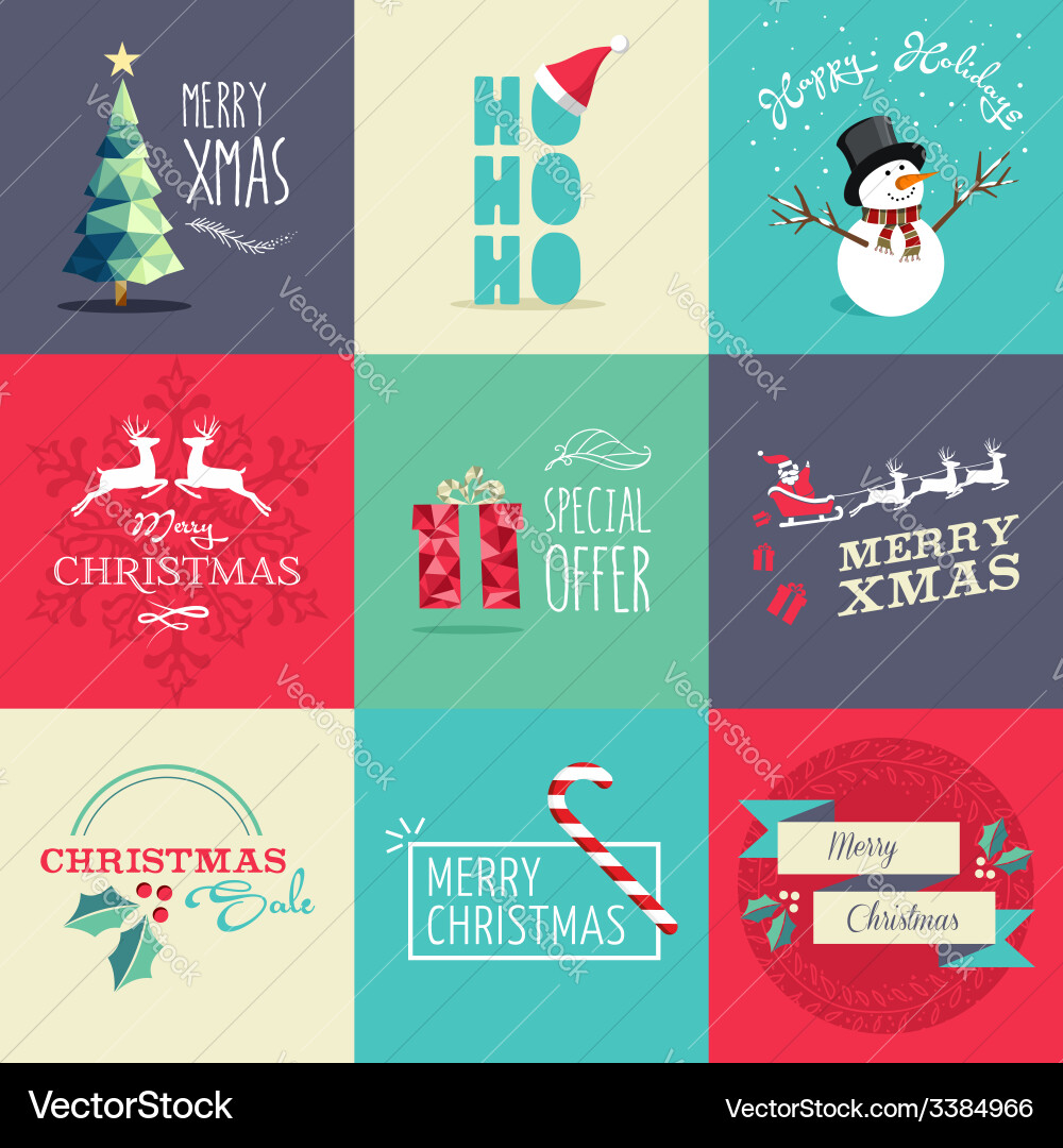 Christmas Flat Elements Set Royalty Free Vector Image