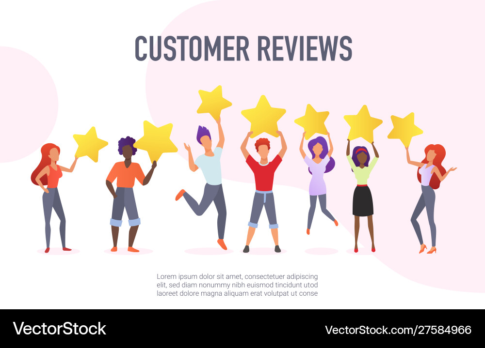 Customer reviews flat banner template Royalty Free Vector