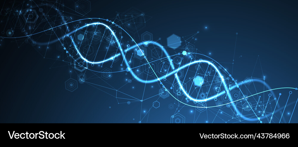 Glowing neon dna chain biotechnology biochemistry Vector Image