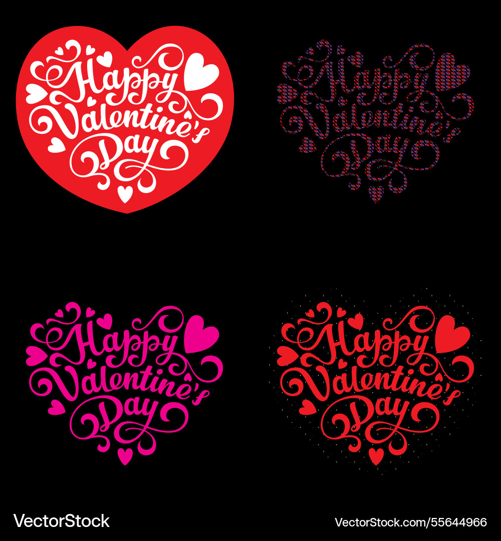 Happy valentines day text lettering heart Vector Image