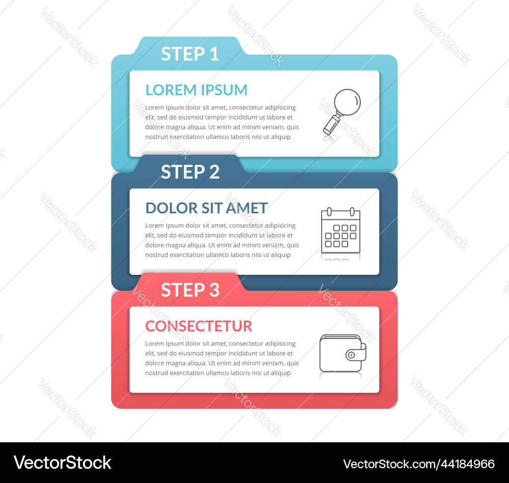 Infographic template with 3 steps Royalty Free Vector Image