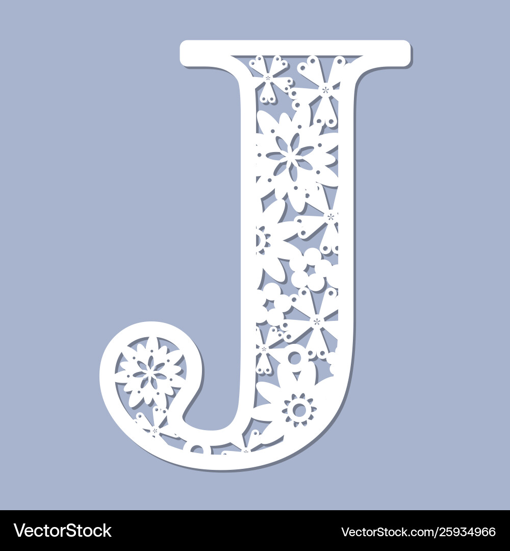 Laser cutting pattern letter j Royalty Free Vector Image