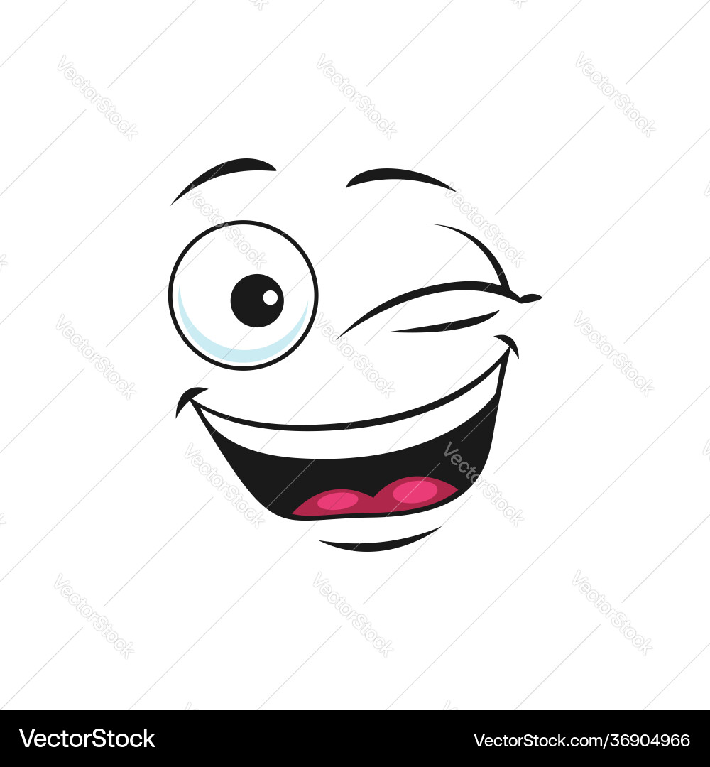 Laughing smiley with broad open mouth winked eyes Vector Image