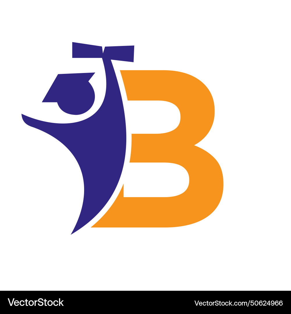 Letter b education logo design graduation symbol Vector Image