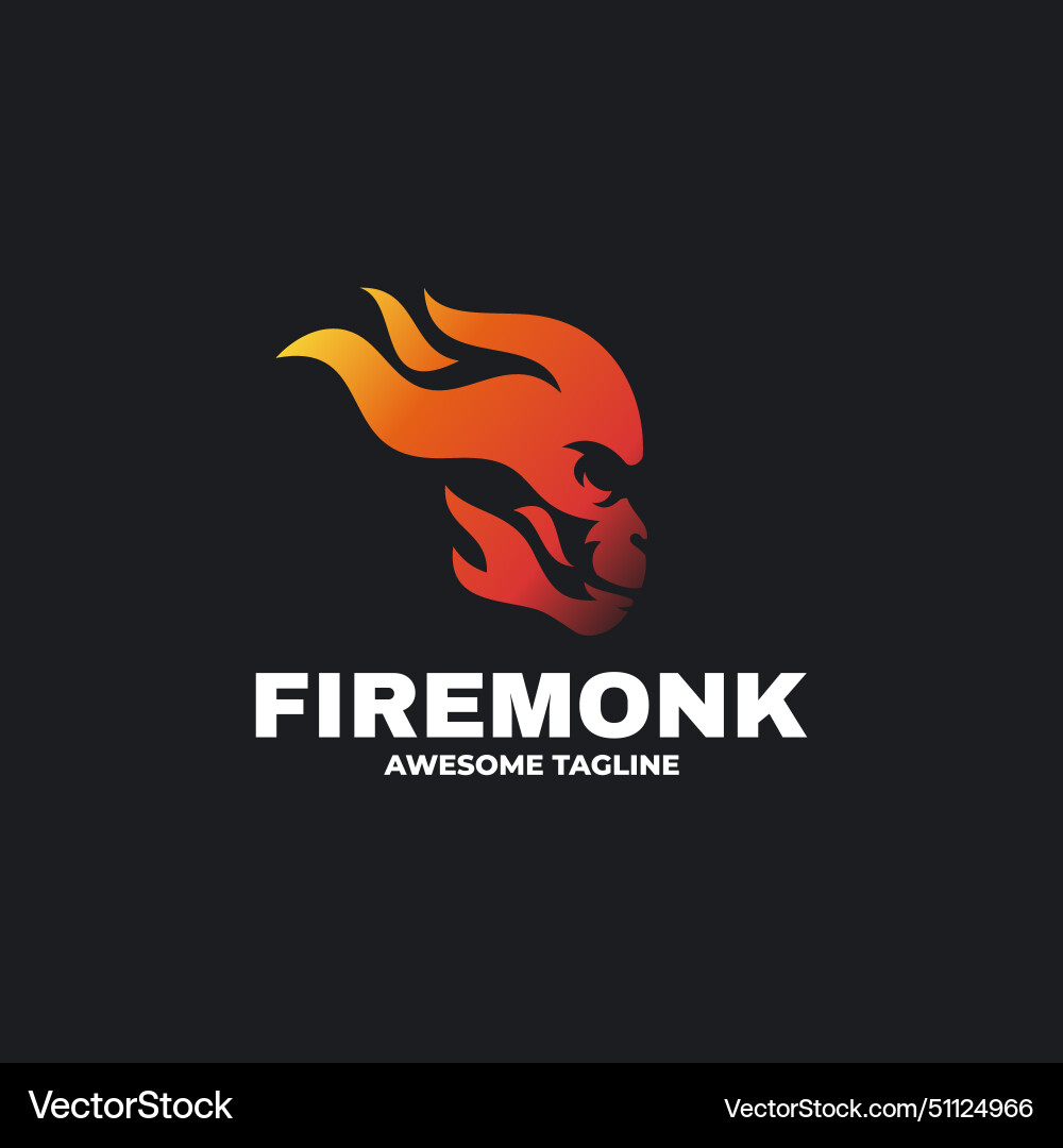 Logo fire monkey gradient colorful style Vector Image