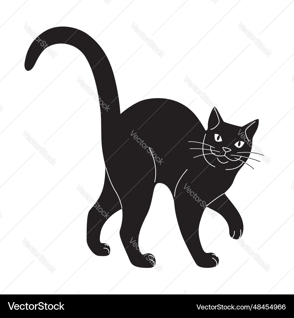 Monochrome slinking cat isolated on white Vector Image