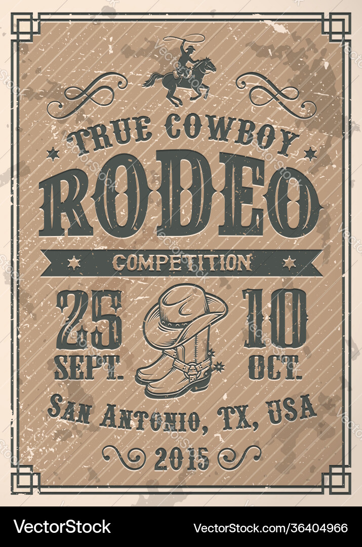 Rodeo Cowboy Poster Royalty Free Vector Image - VectorStock