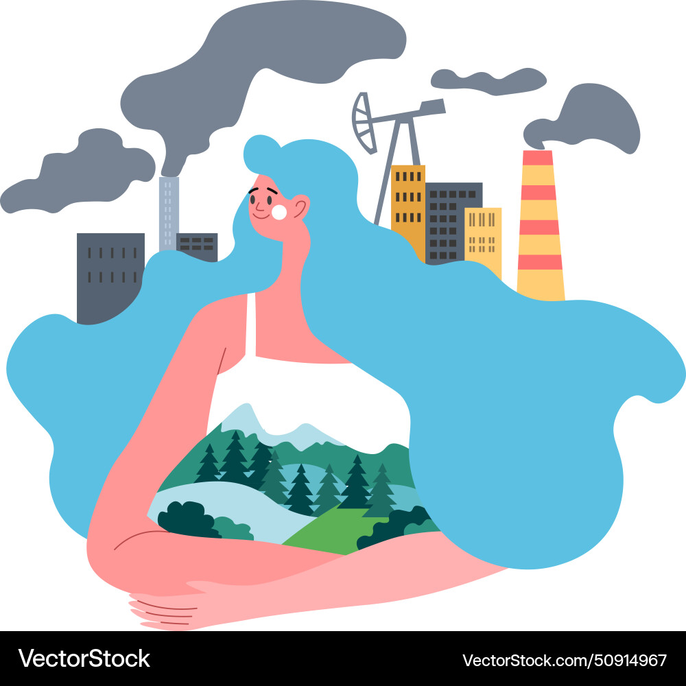 Air pollution and contamination from factories Vector Image