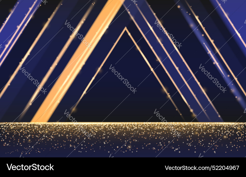 Blue and gold award show stage with glitter light Vector Image