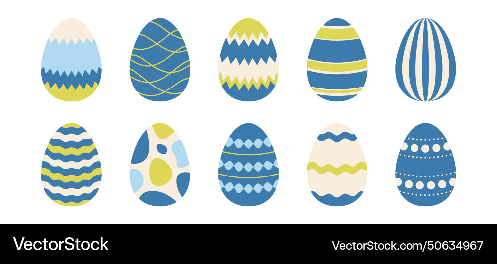 Colorful spring easter eggs set blue green Vector Image