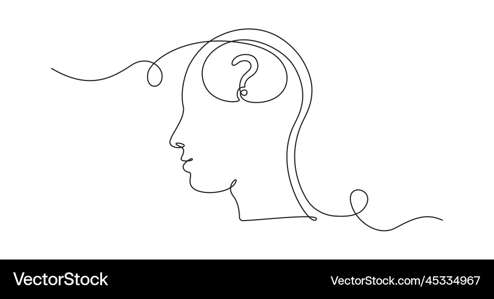 Concept of confused feelings in one continuous Vector Image