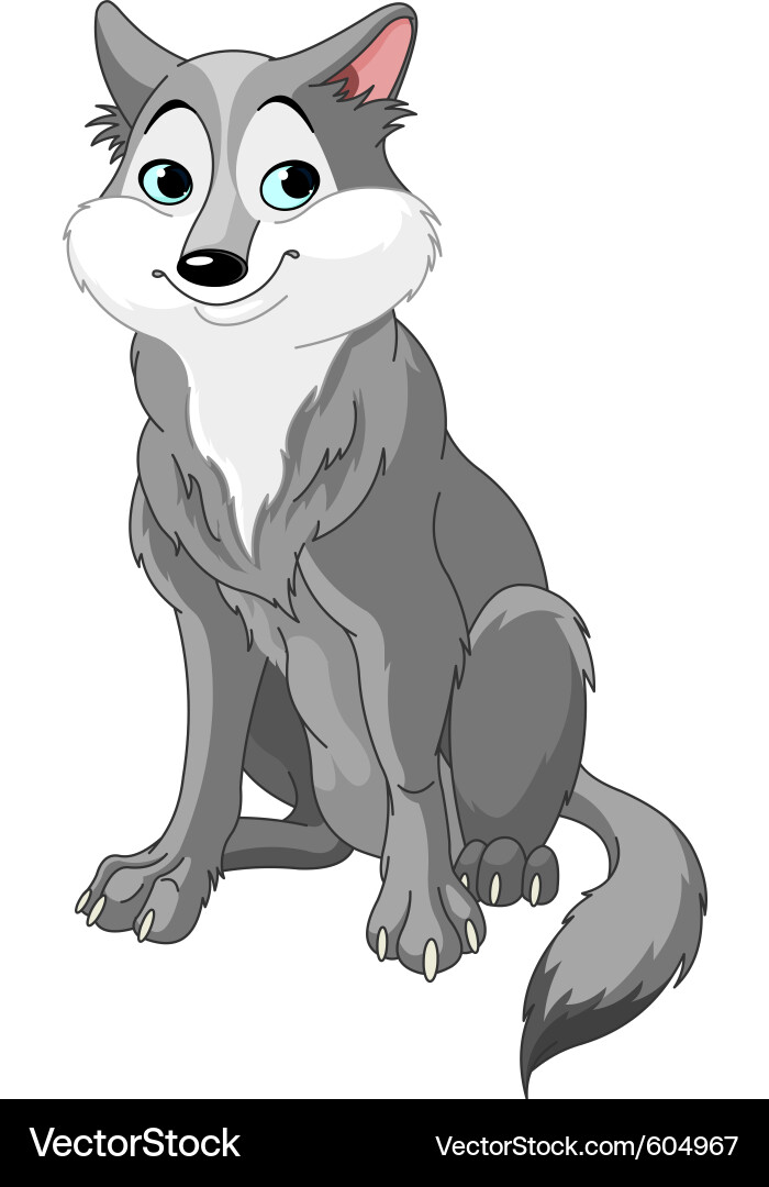 Cute cartoon wolf Royalty Free Vector Image - VectorStock