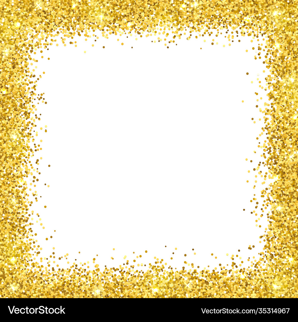 Gold glitter border frame on white background Vector Image