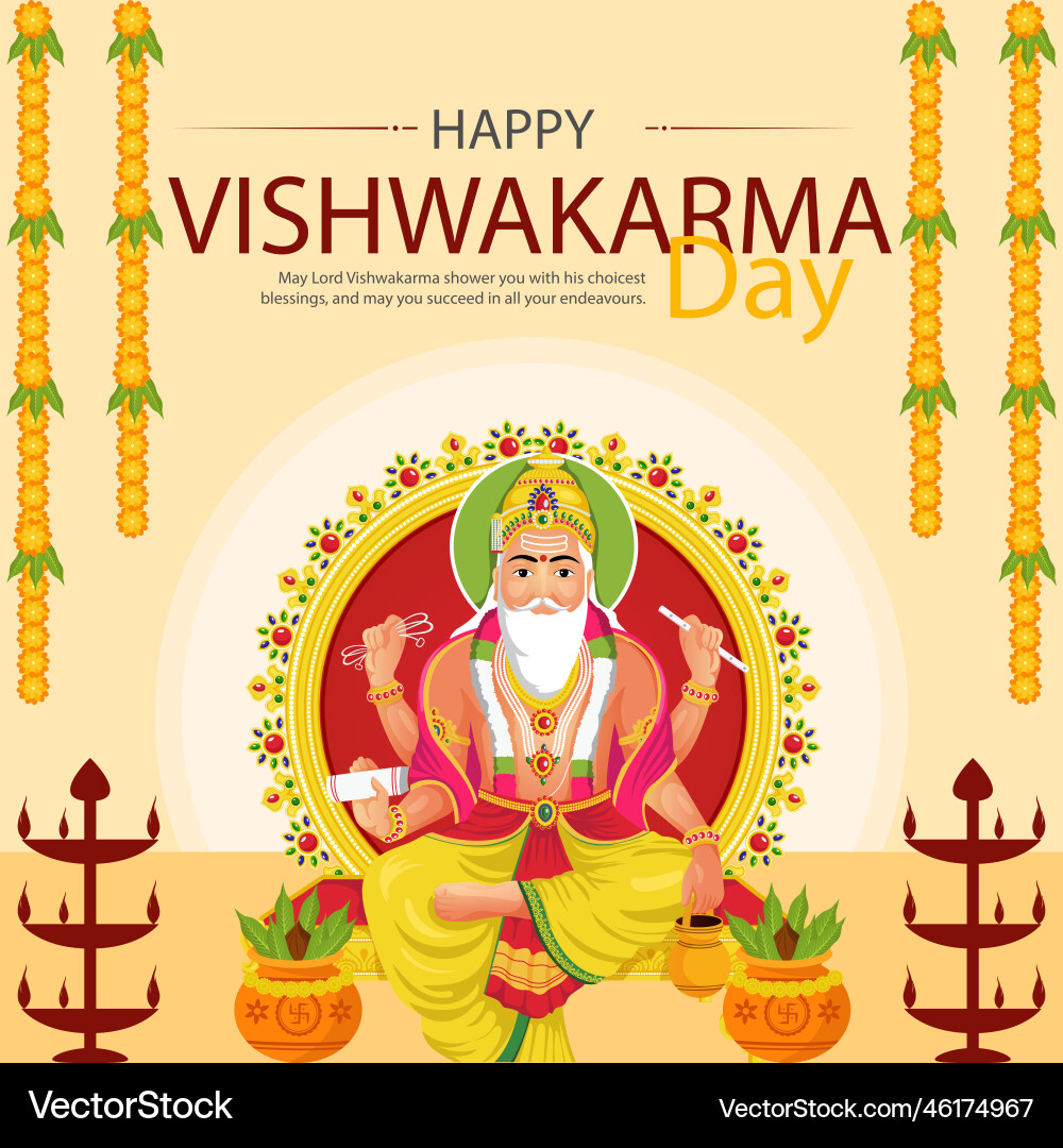Happy vishwakarma day banner design Royalty Free Vector