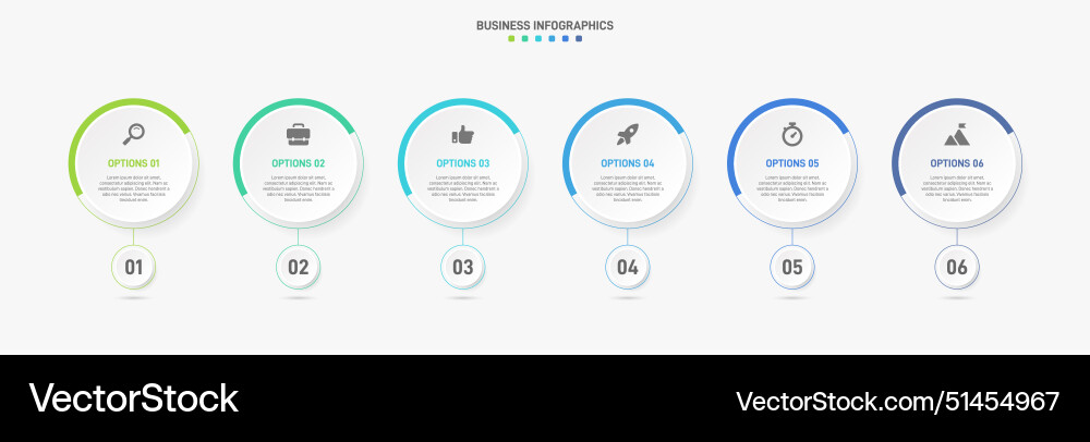 Horizontal progress bar featuring 6 arrow-shaped Vector Image