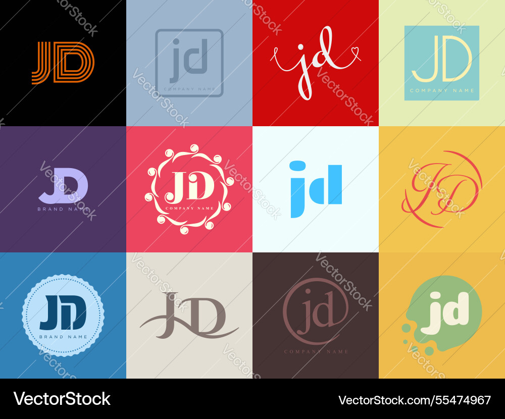 Jd logo company template letter j and d logotype Vector Image
