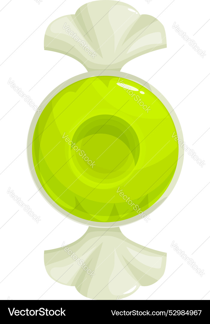 Round green candy with white wrapper showing Vector Image