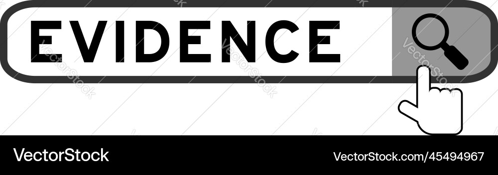 Search banner in word evidence with hand over Vector Image