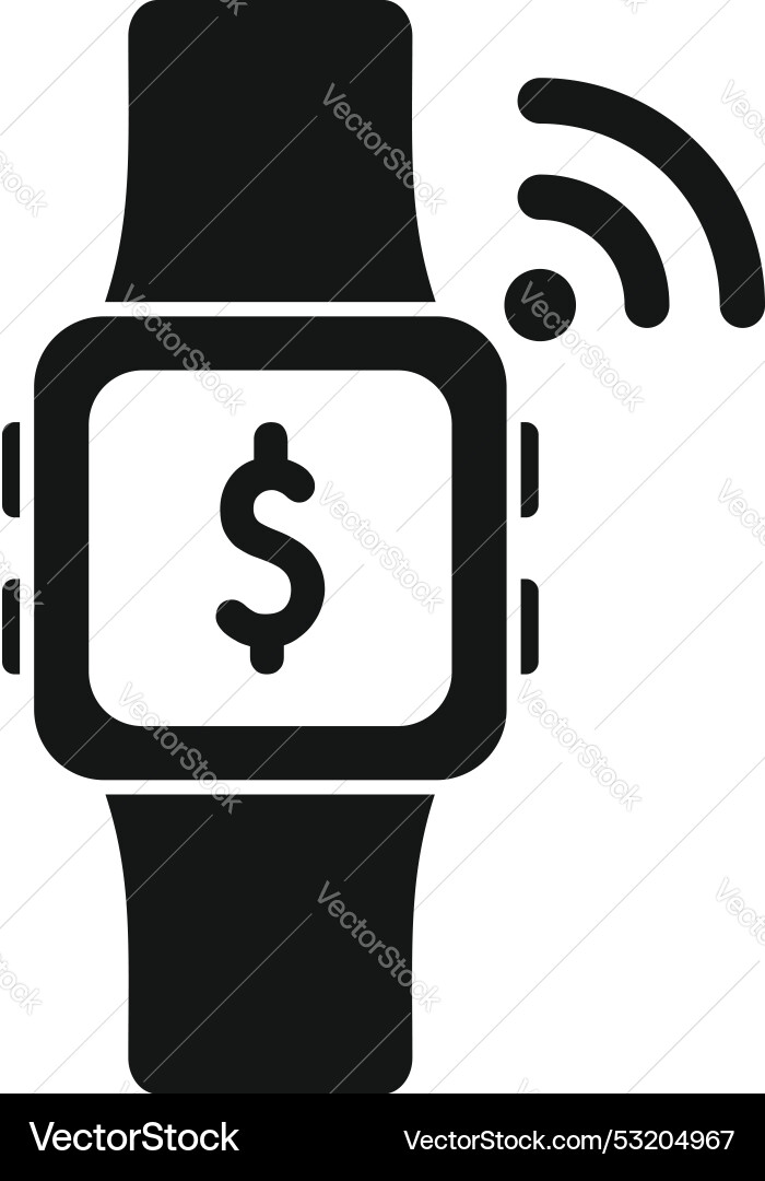 Smartwatch showing dollar sign for nfc payment Vector Image