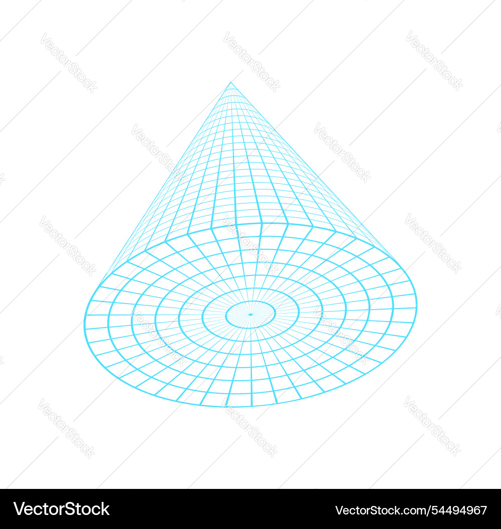 Y2k 3d wireframe cone Royalty Free Vector Image