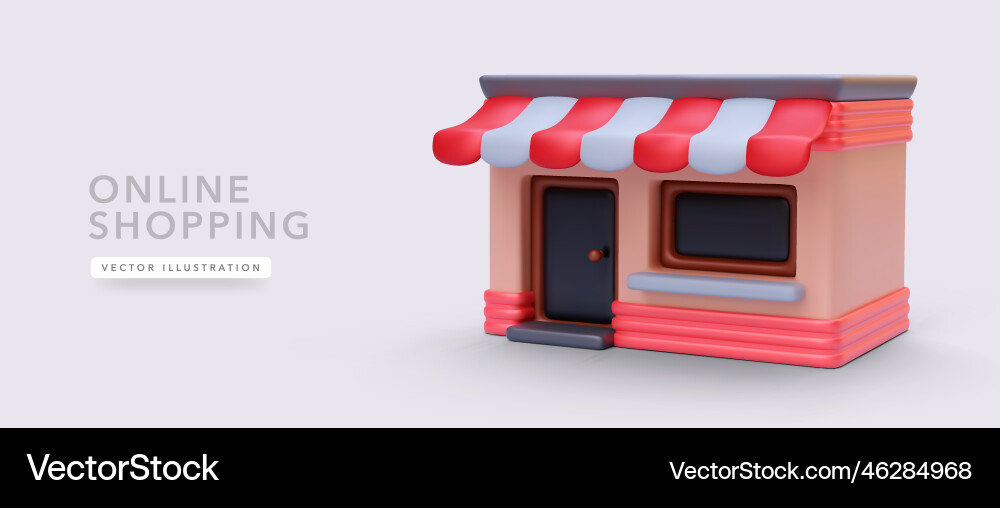 3d realistic store with shadow online shopping Vector Image