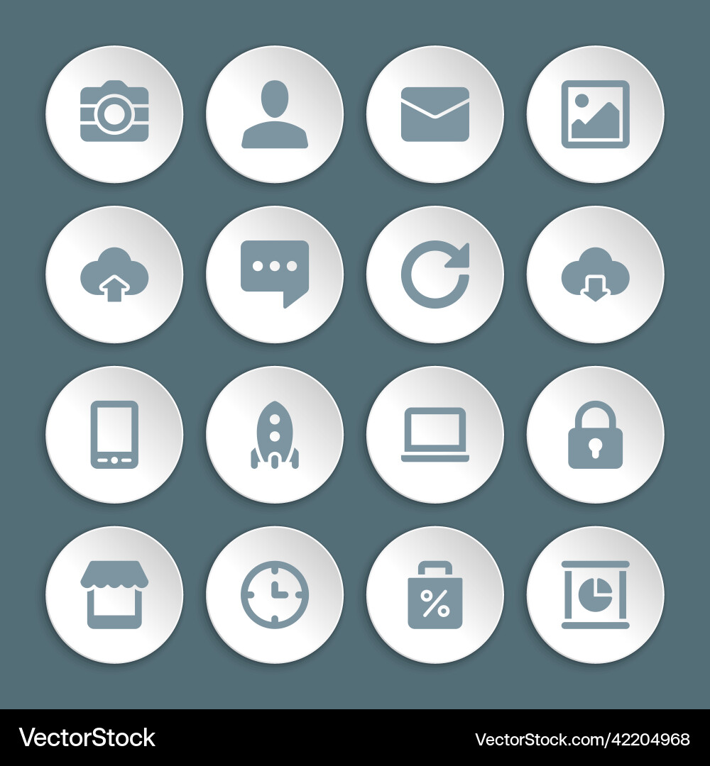 Flat icons set paper and shadow effect Royalty Free Vector