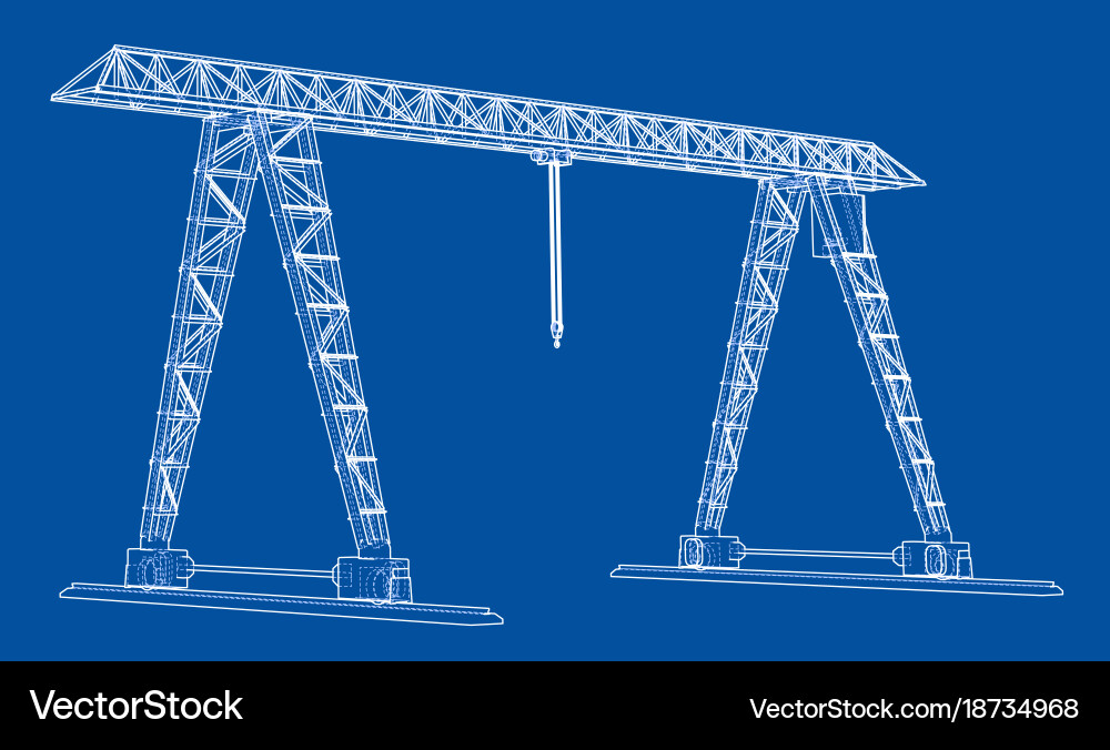 Gantry crane wire-frame eps10 format Royalty Free Vector